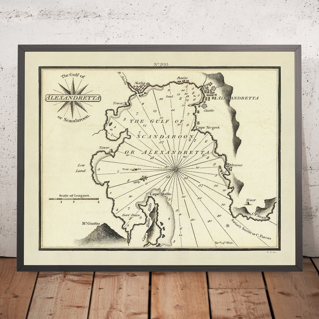 Old Gulf of Alexandretta, Turkey Nautical Chart by Heather, 1802 ...