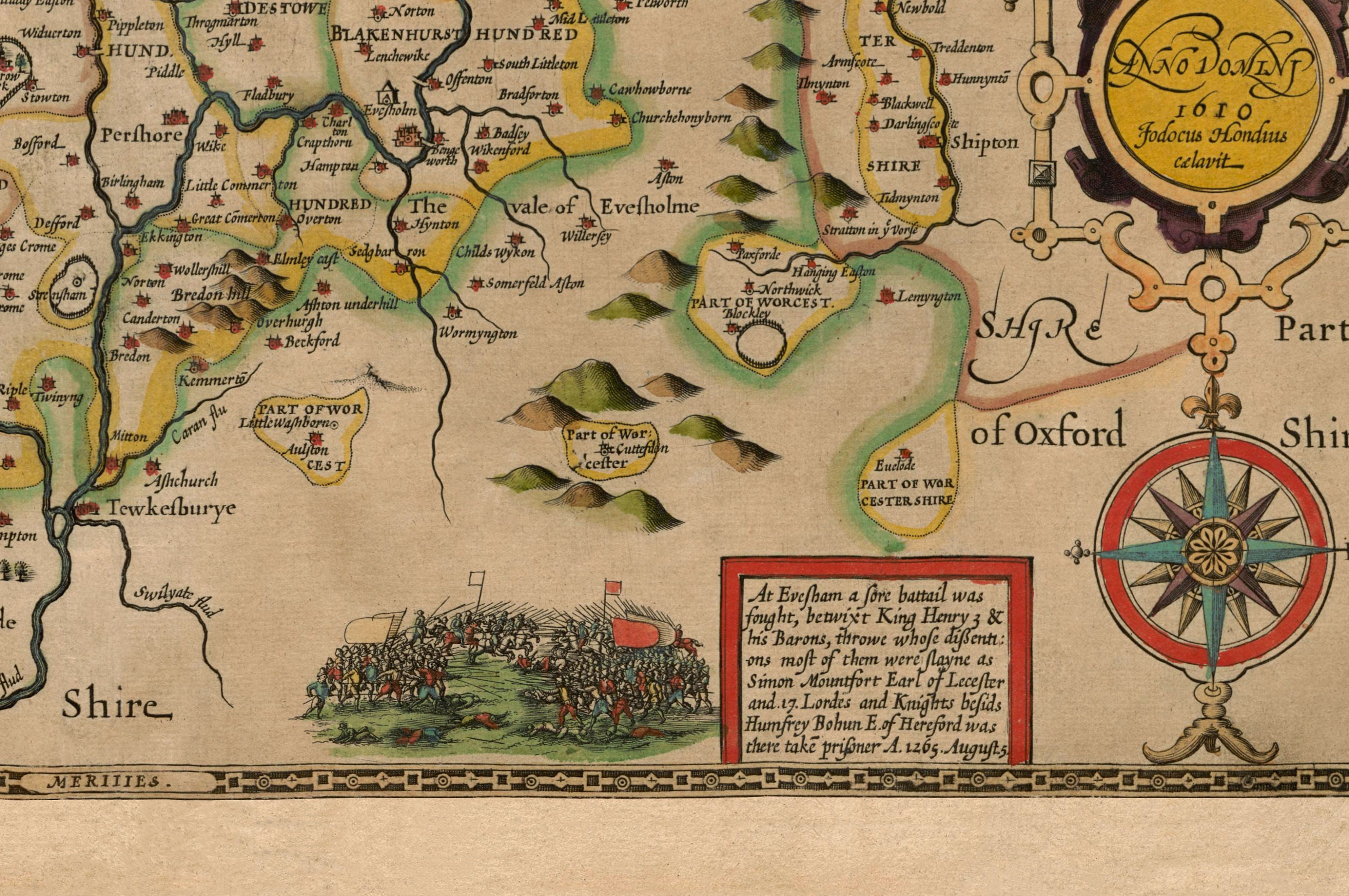 Old Map of Worcestershire in 1611 by John Speed - Worcester, Bromsgrove ...