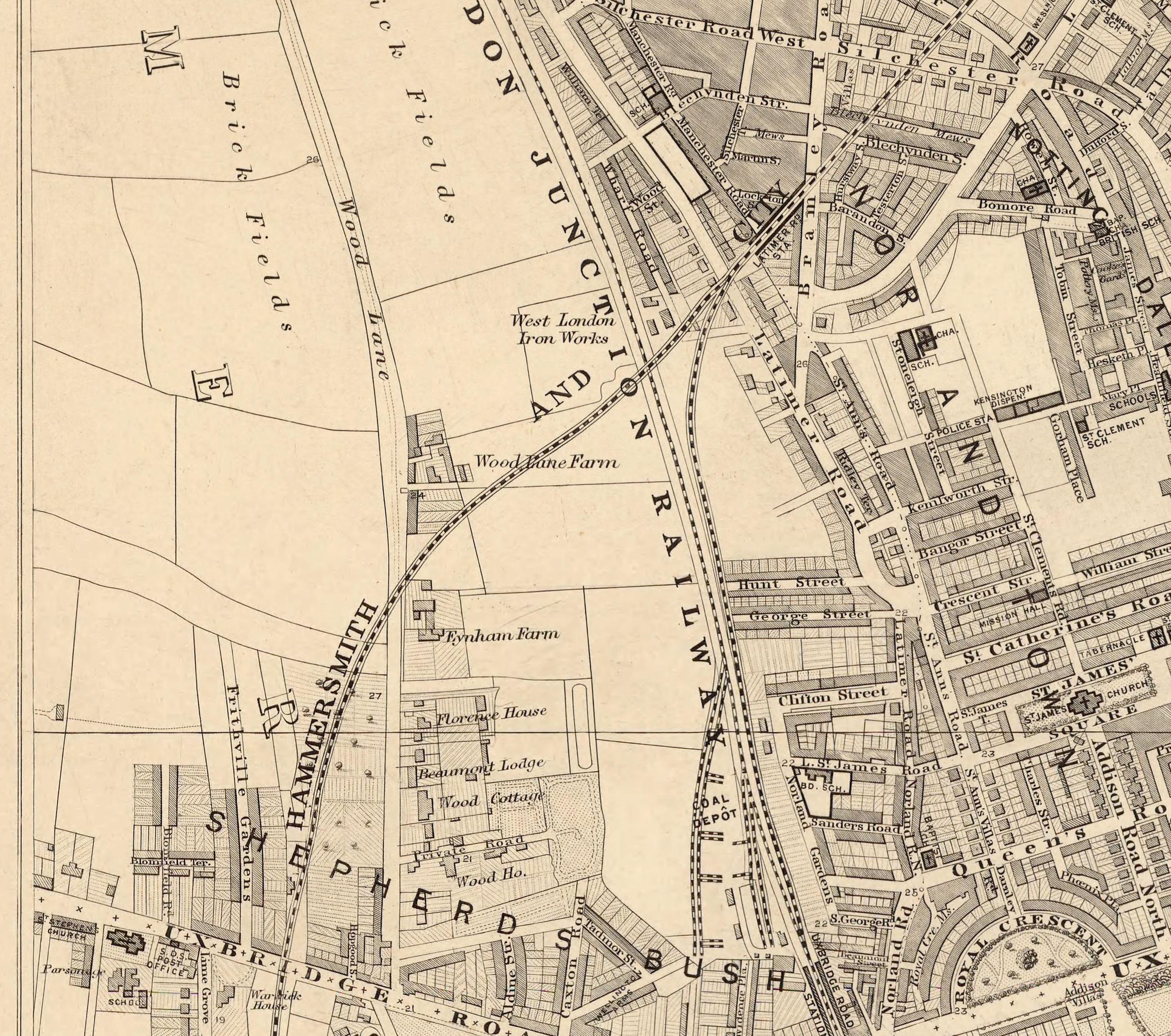 Old Map of West London - Notting Hill, Kensington, Portobello Road ...