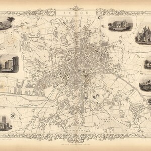 Old Map of Leeds in 1851 by Rapkin - Town Hall, Kirkstall Abbey ...