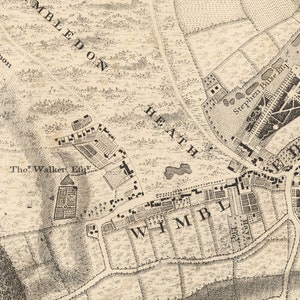 Old Map of South West London in 1746 by John Rocque - Wimbledon ...