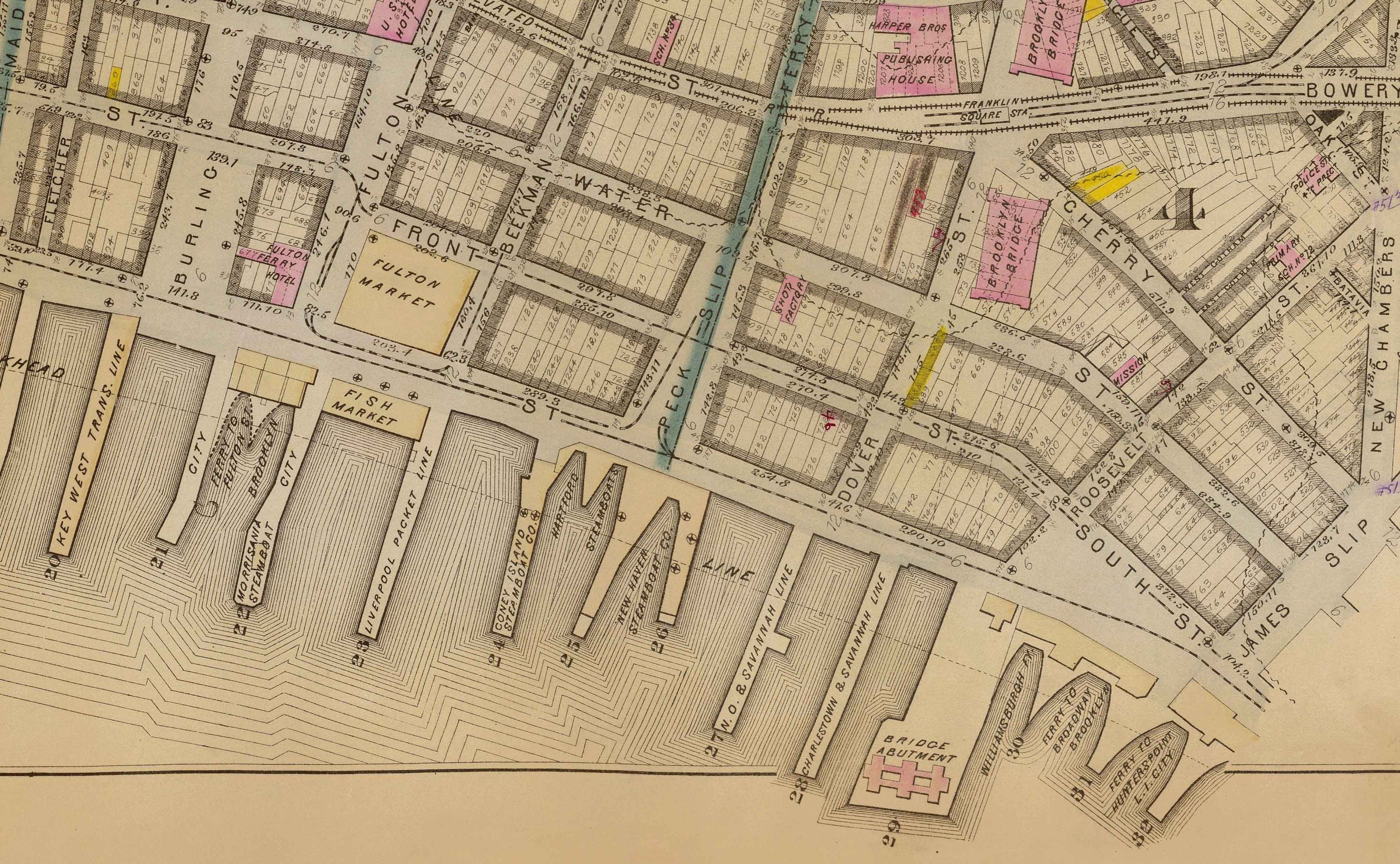 Old Map of Financial District & Civic Center, 1879 - Manhattan Wards ...