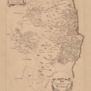 Old Map of County Wicklow by Petty, 1685: Wicklow Mountains ...