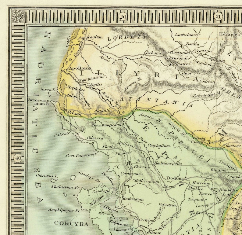 Old Map of Ancient Greece 1834 Chart by Teesdale Crete - Etsy UK