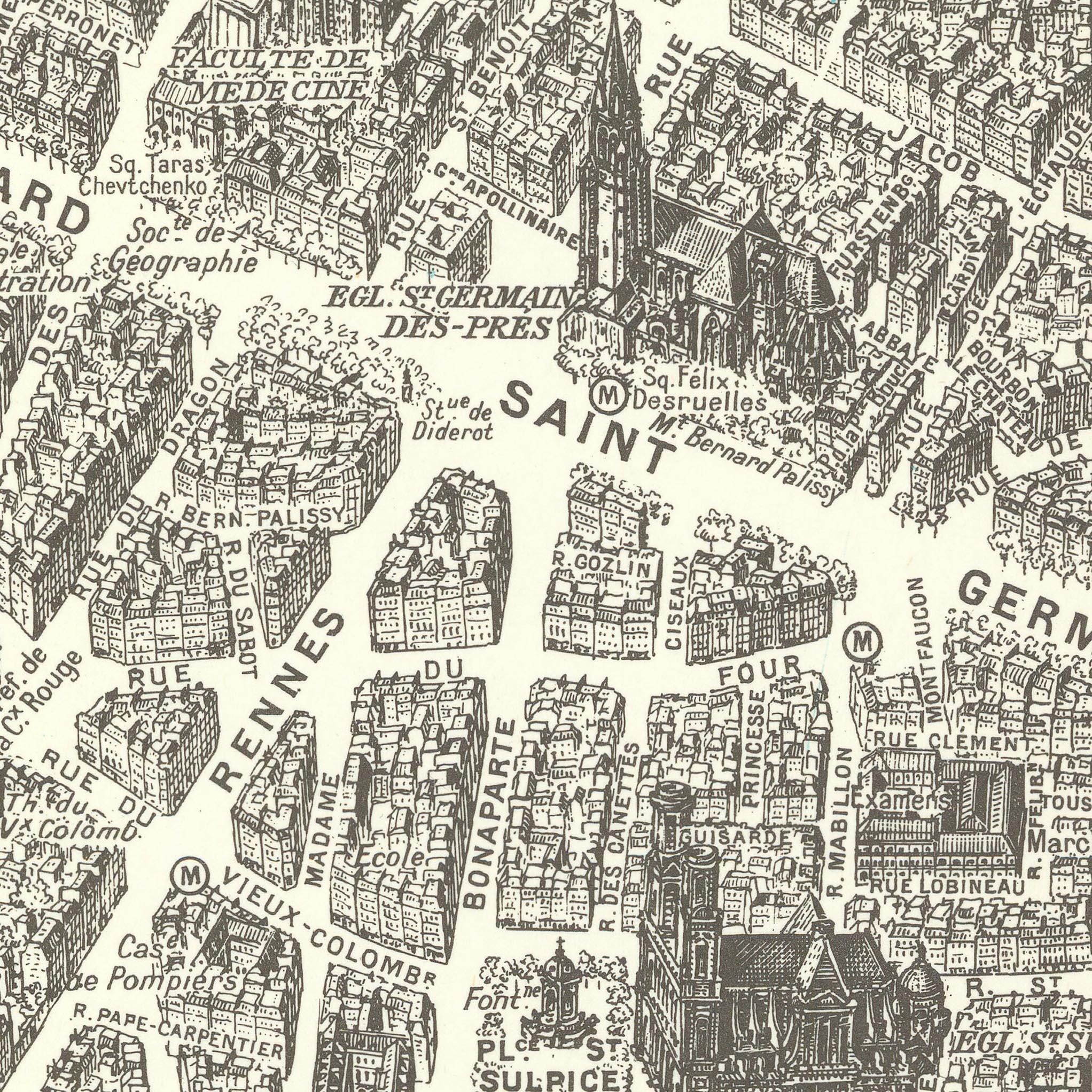Old Birdseye Map of Paris by Peltier & Chardon, 1974: Eiffel Tower ...