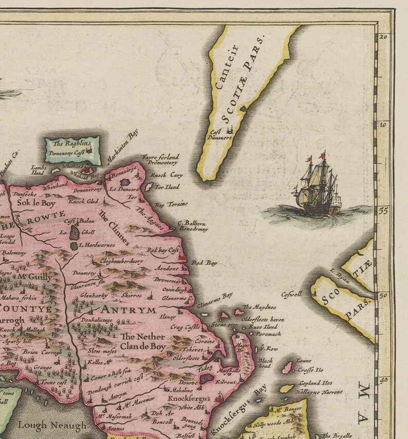 Old Map of Ulster Ireland in 1665 by Joan Blaeu Belfast - Etsy UK