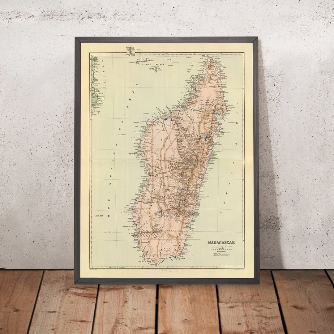 Old Map of Madagascar by Edward Stanford 1901: Antananarivo, Diego ...