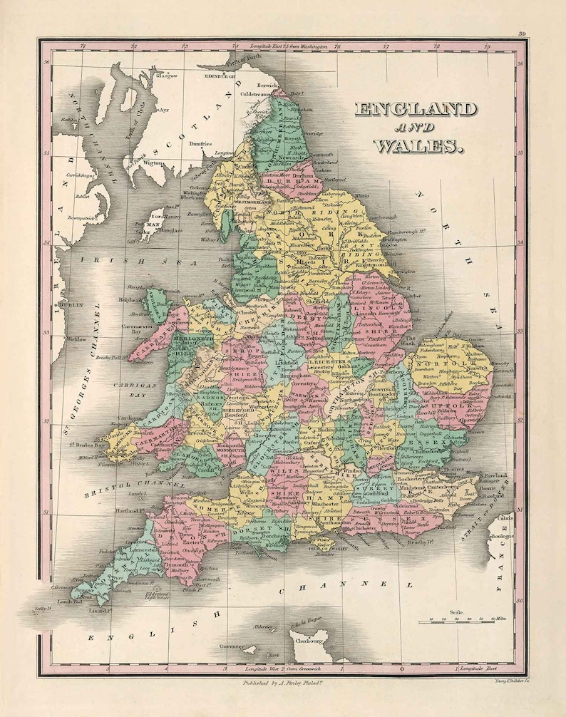 Old Map of Counties in England & Wales 1827 Historic County - Etsy