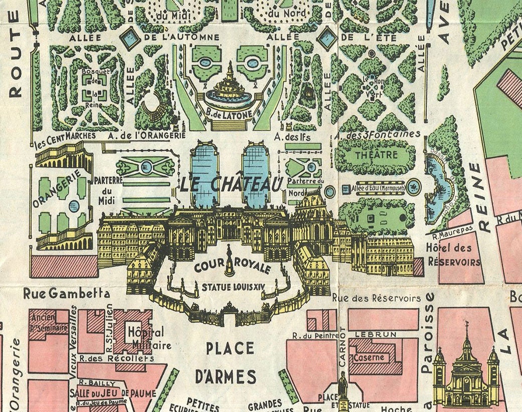 Old Map of the Palace of Versailles & Gardens 1920 by Leconte - Etsy