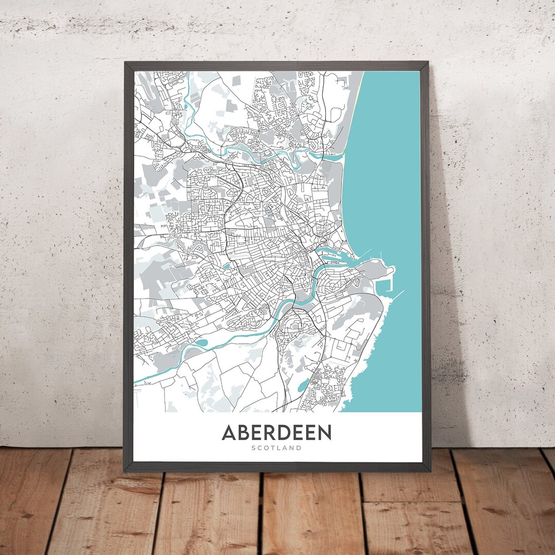 Modern City Map of Aberdeen, Scotland: City Centre, Old Aberdeen, Union ...