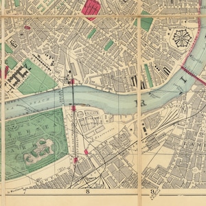 Big Old Map of London by Bacon, 1890 - Rare Folding Wall Chart of ...