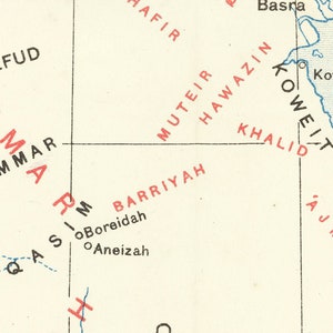Old Tribe Map of Arabia, 1916: UAE, Iraqi & Saudi Tribes, Cities, Arab ...