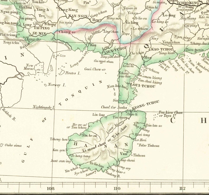 Old Map of China, 1840 by Arrowsmith - Korea, Canton, Peking, Sino ...