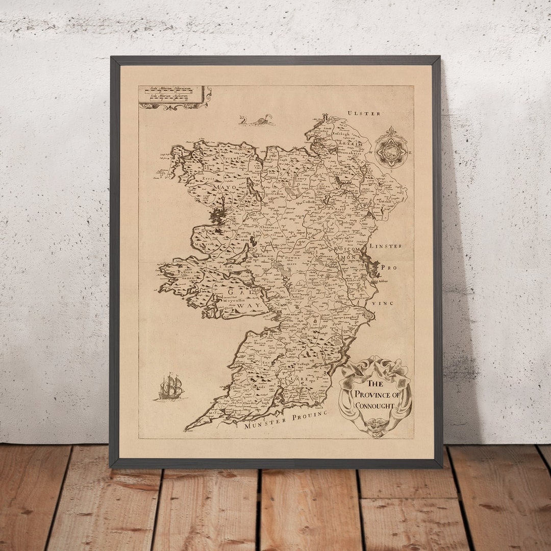 Old Map of Connacht by Petty, 1685: Galway, Leitrim, Mayo, Sligo ...