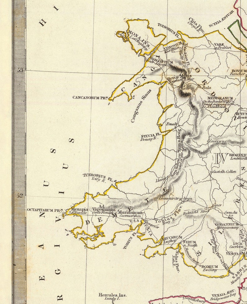 Old Map of Ancient Britain, 1834 - Roman Britannia, Celtic Tribes ...