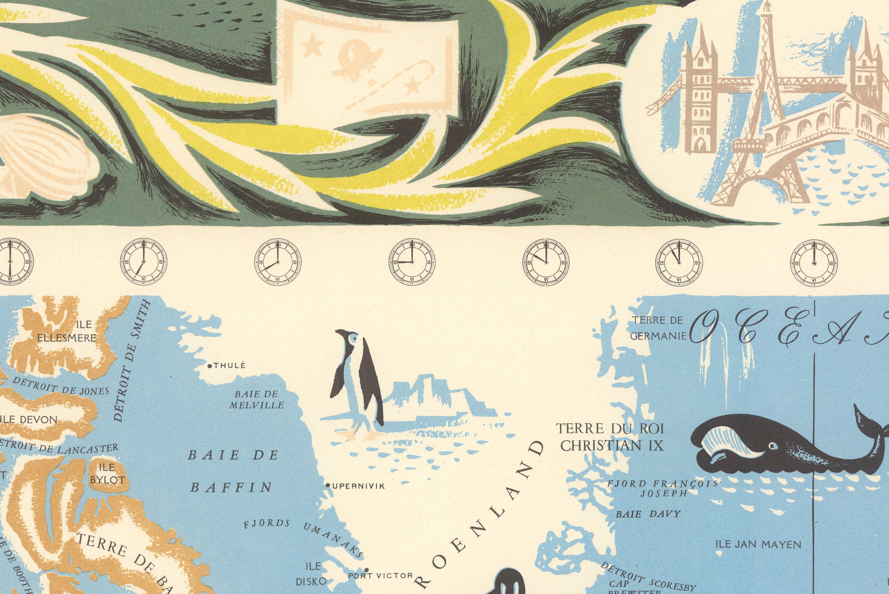 Old French World Map, 1956 - Carte Du Monde Atlas by Blondel La Rougery ...