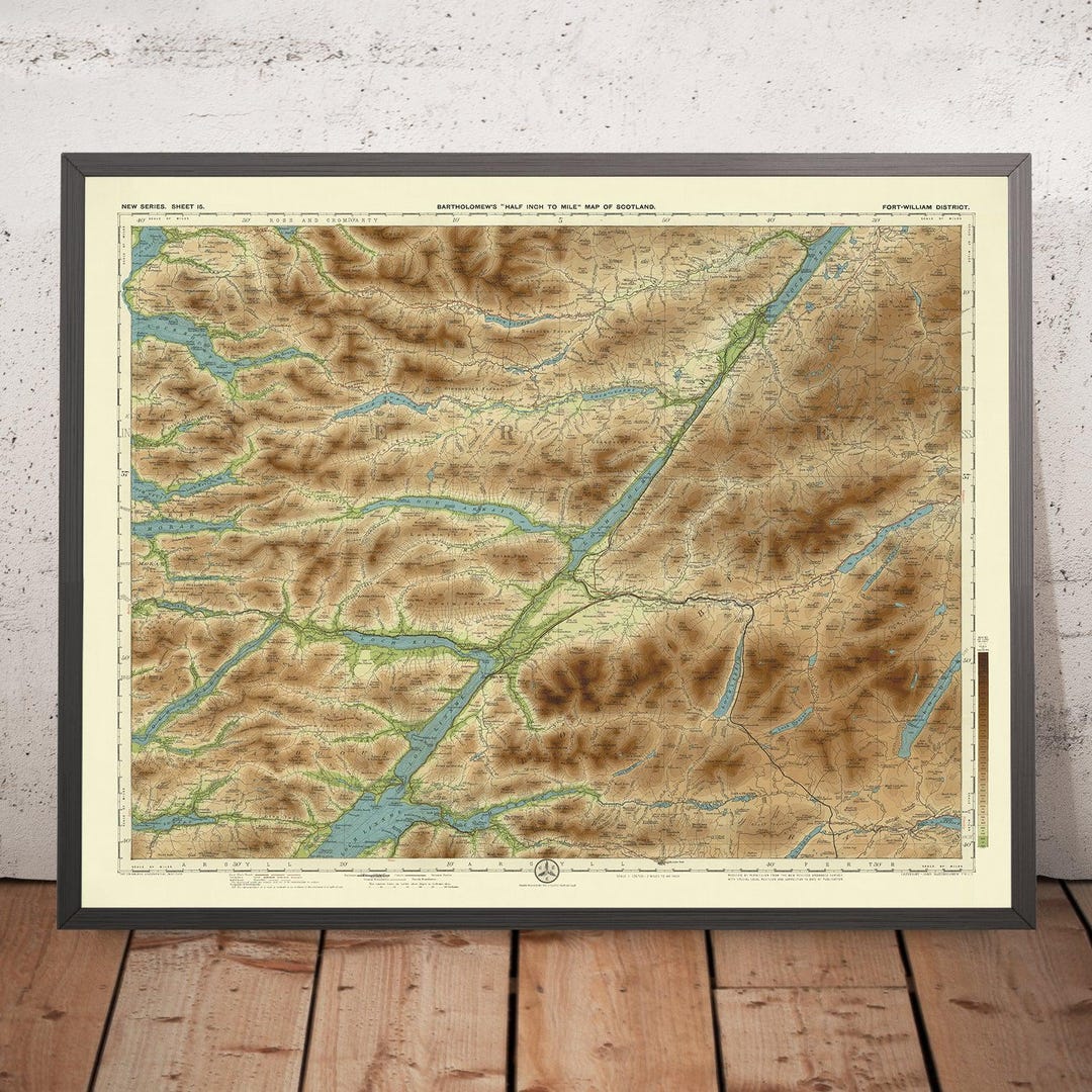 Old OS Map of Fort William District, Inverness-shire by Bartholomew ...