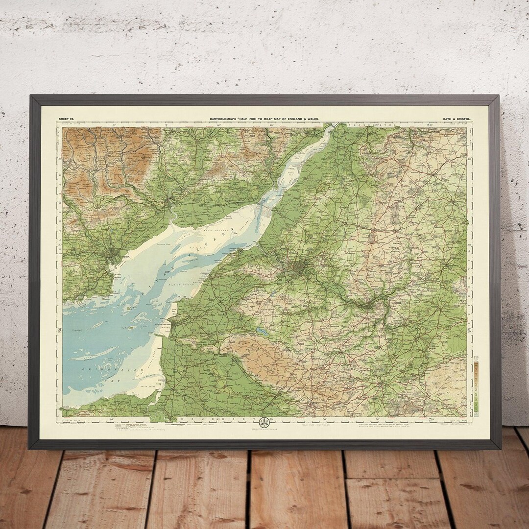 Old OS Map of Bath & Bristol, Somerset by Bartholomew, 1901: Mendip ...