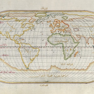 Old Arabic World Map in 1525 by Piri Reis - North America, South ...