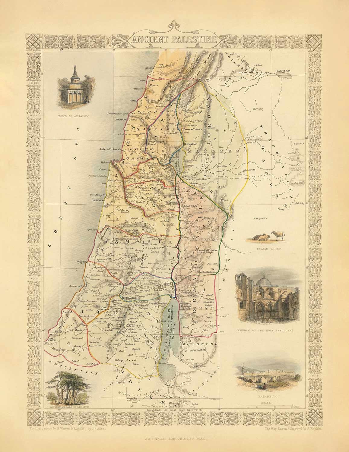 Old Map of Ancient Palestine in 1851 Holy Land Canaan | Etsy