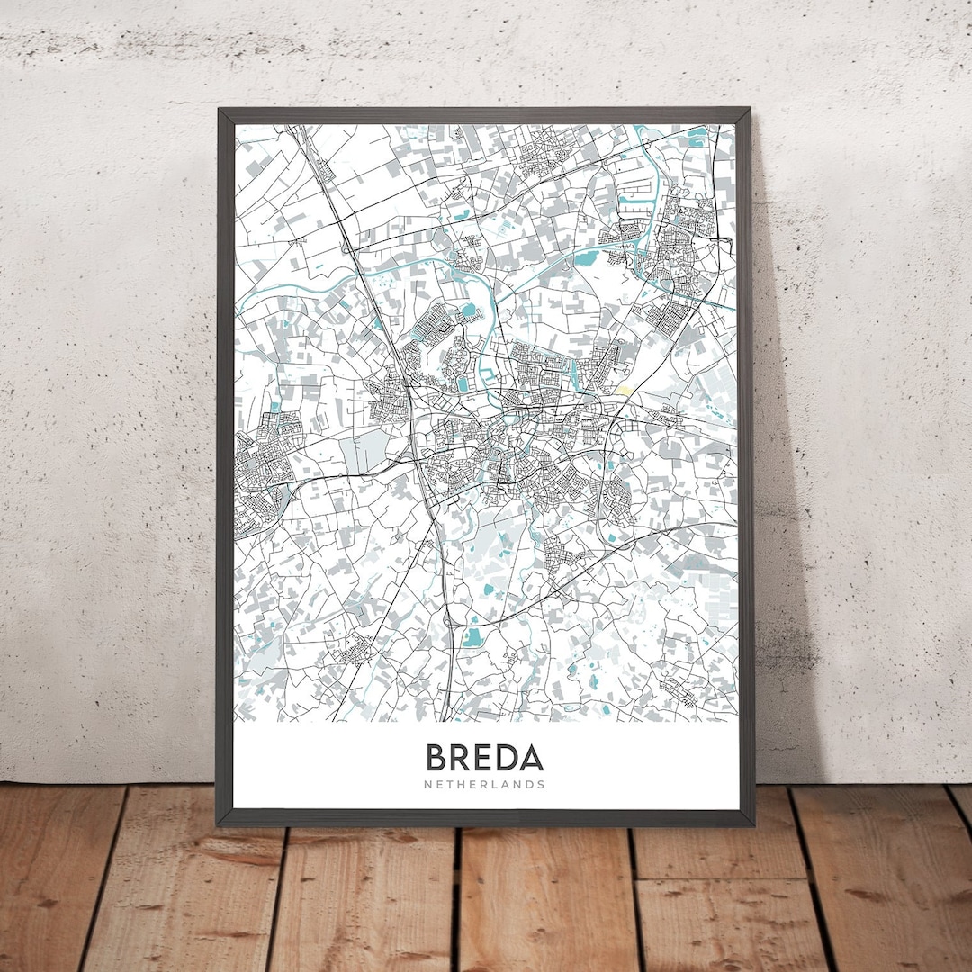Modern City Map of Breda, Netherlands: Grote Kerk, Kasteel Van Breda ...