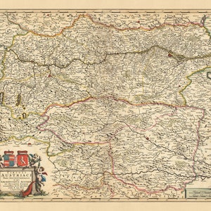 Old Map of Northern Austrian Circle by Visscher, 1690: Vienna, Graz ...