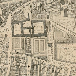 Old Map of Dublin, Ireland in 1756 by John Rocque - Large City Wall ...