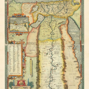 Old Map of Ancient Egypt by Abraham Ortelius in 1584 - River Nile ...