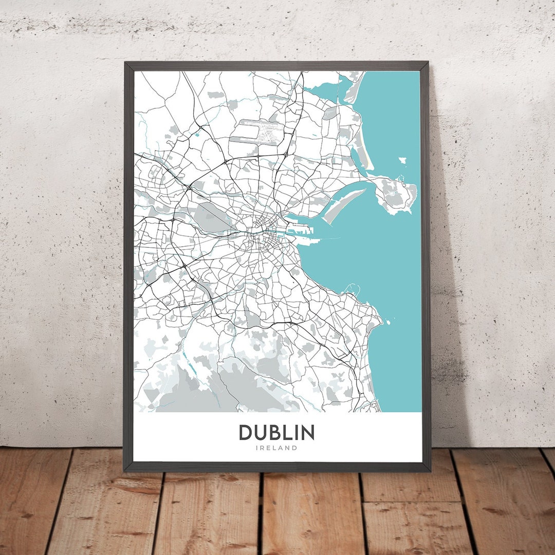 Modern City Map of Dublin, Ireland: Aviva Stadium, Christ Church ...