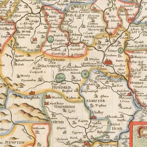 Old Map of Devon, 1611 by John Speed - Plymouth, Exeter, Torquay ...