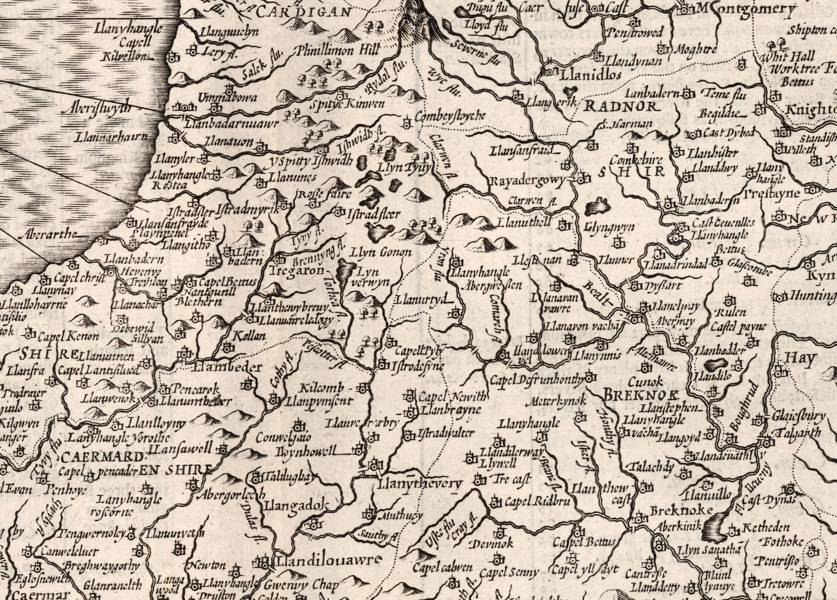 Old Map of Wales, Cymru by John Speed, 1611 - Cities, Towns, Counties ...