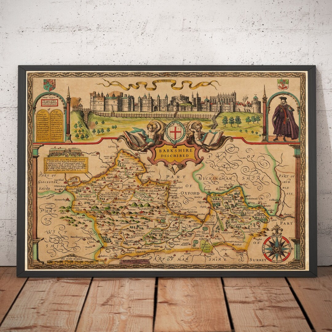 Old Map of Berkshire 1611 by John Speed - Reading, Slough, Bracknell ...