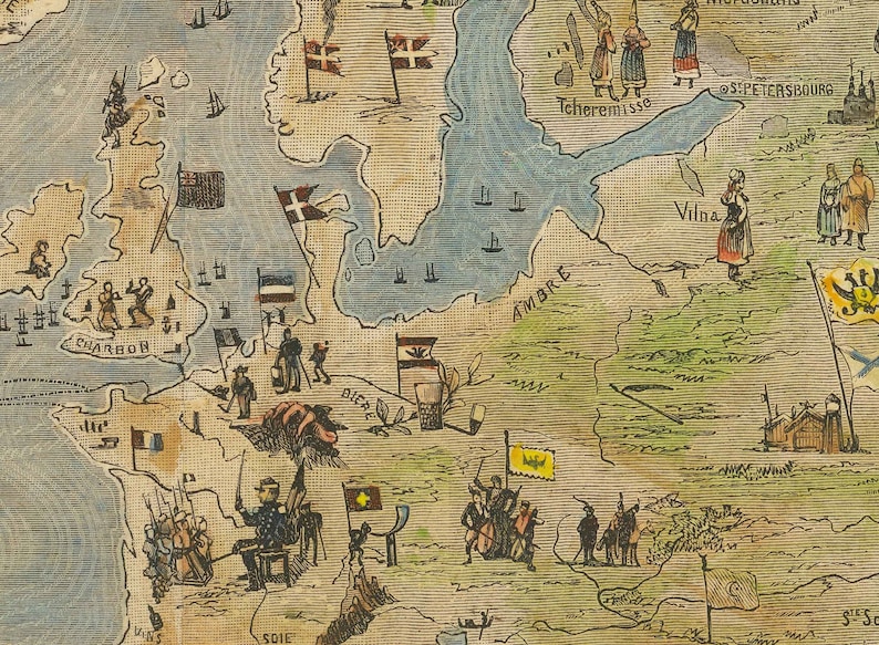 Old World Map 1876 a Tour of the World From Le - Etsy Canada