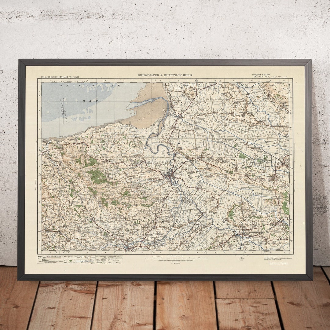 Old Ordnance Survey Map, Sheet 120 - Bridgwater & Quantock Hills, 1925 ...