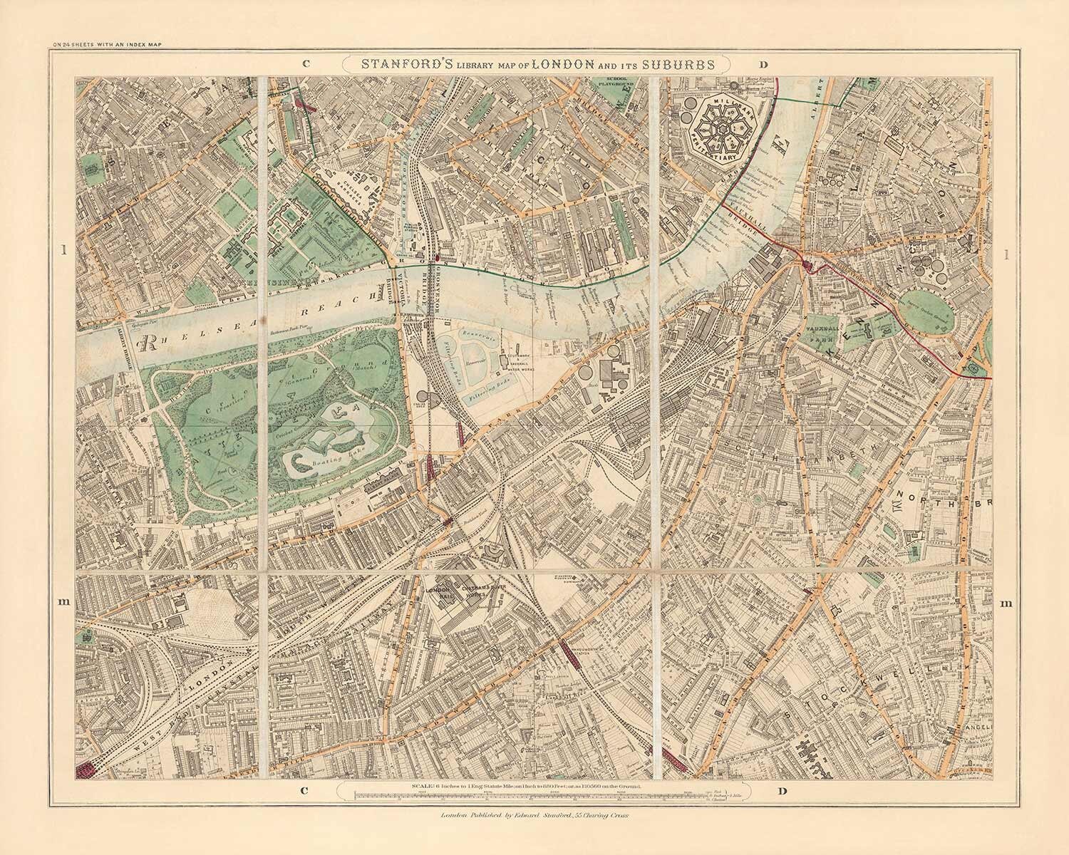Old Map of South London in 1891 Battersea Chelsea Oval - Etsy UK