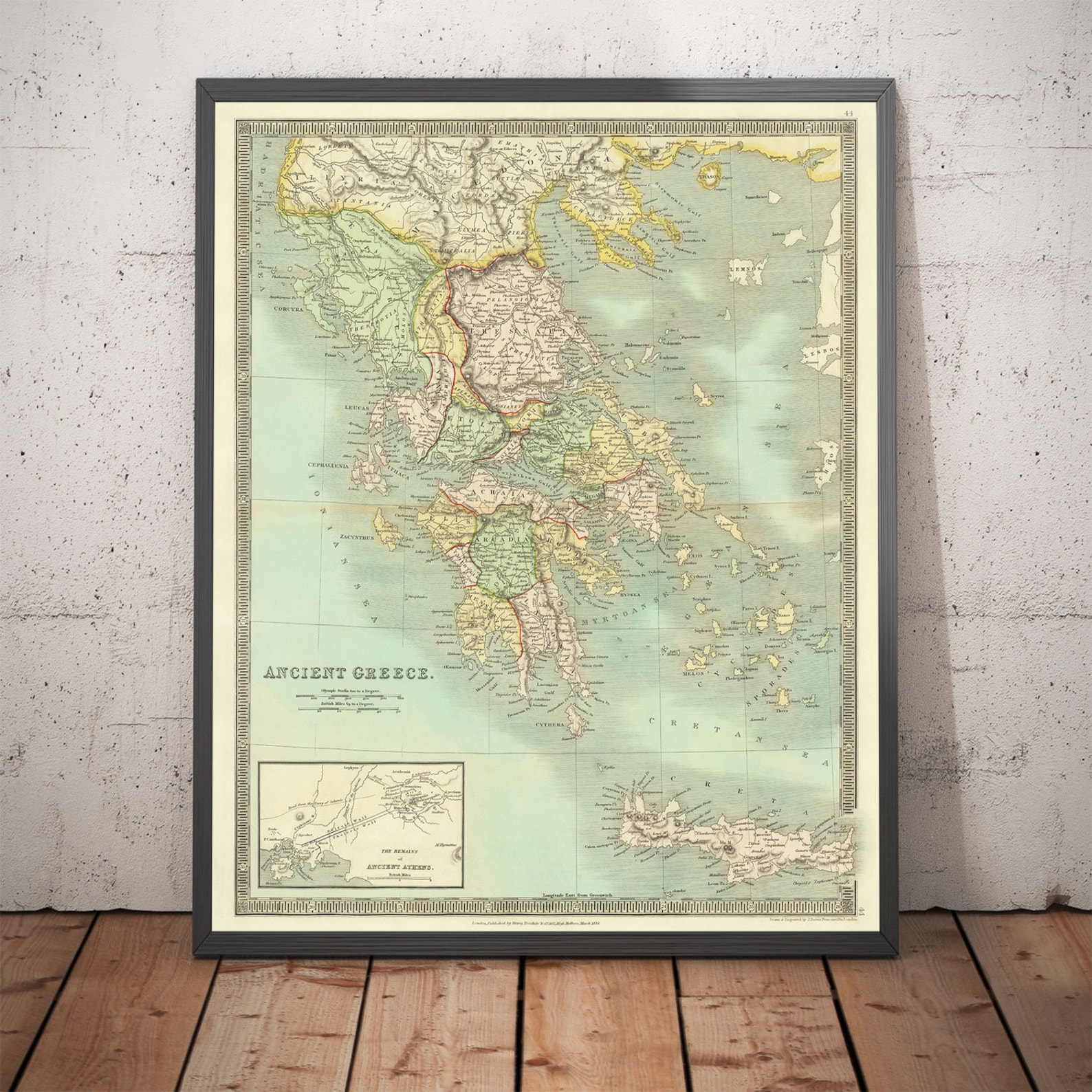 Old Map of Ancient Greece, 1834, Chart by Teesdale - Crete, Macedonia ...