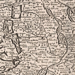 Old Map of Ireland, Éireann 1611 by John Speed - Irish Sea, Jacobean ...