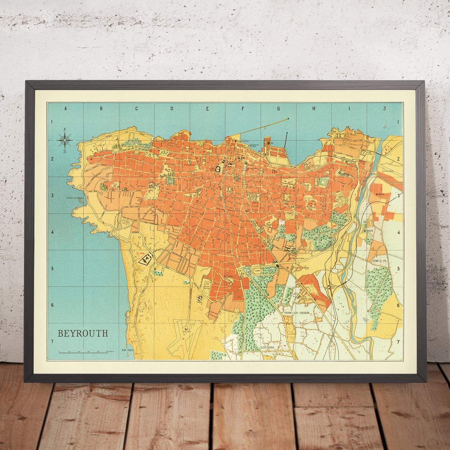 Old Map of Beirut, Lebanon 1949: Hotel Normandy, Hippodrome, Pine ...