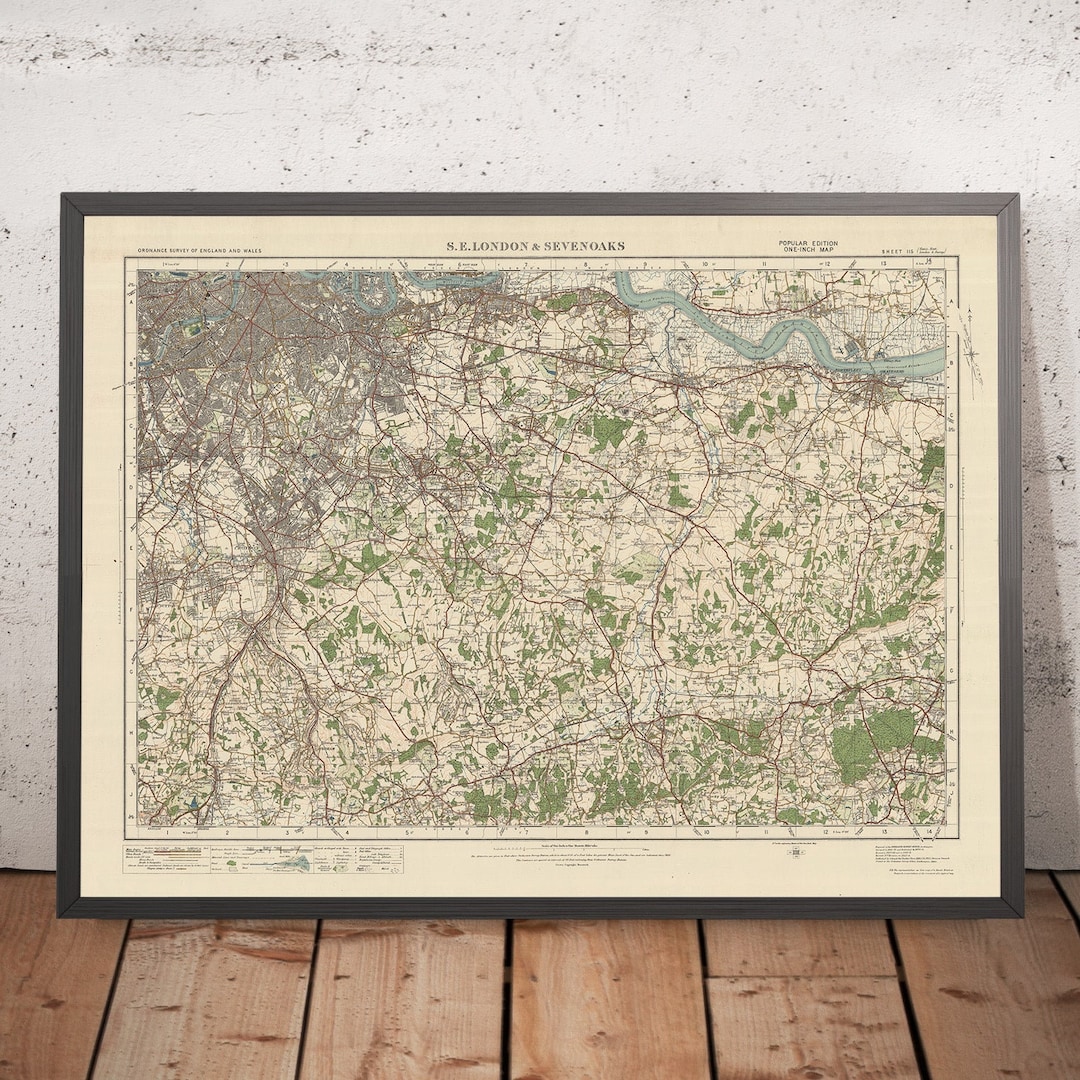 Old Ordnance Survey Map, Sheet 115 - S.E. London & Sevenoaks, 1925 ...
