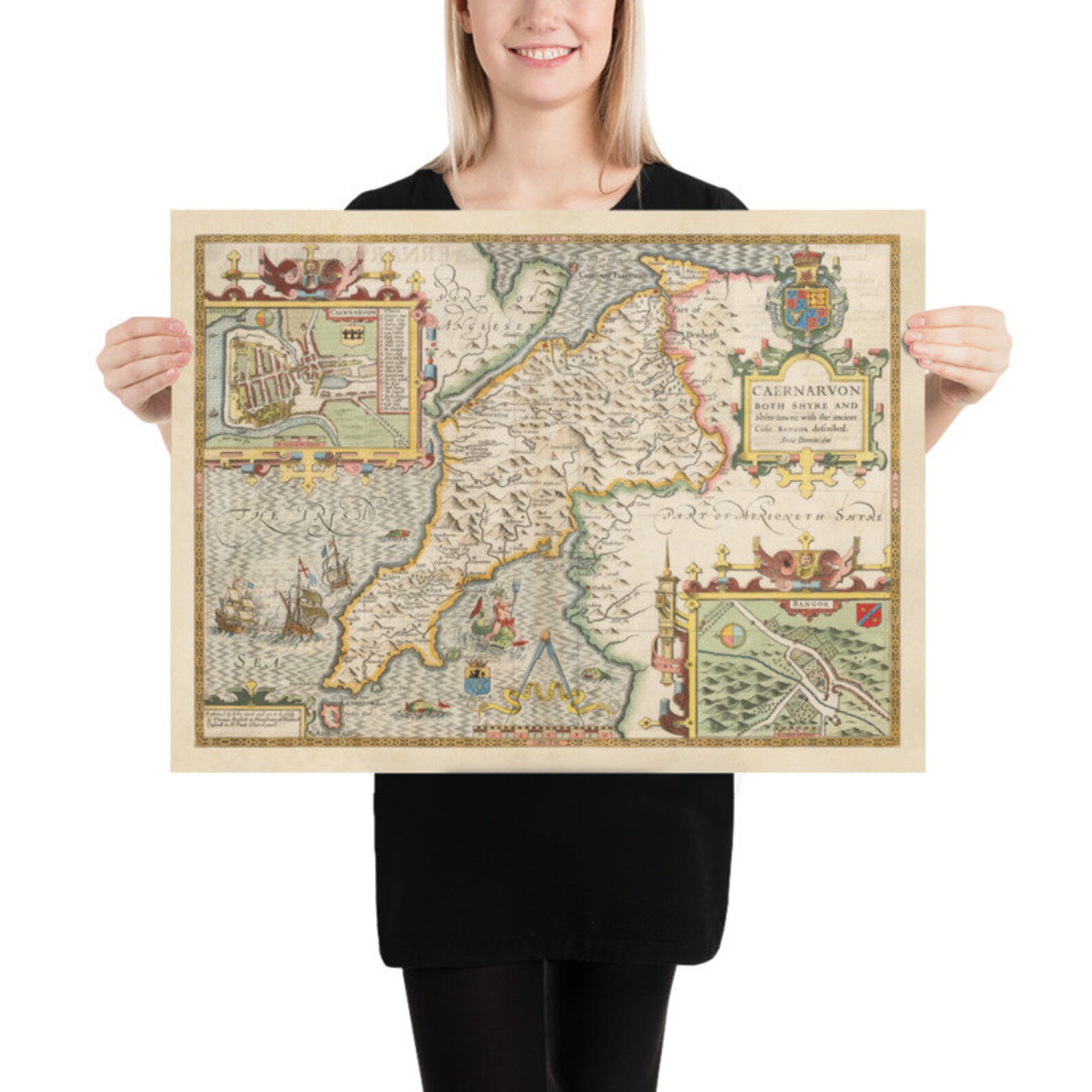 Old Map of Caernarfonshire Wales, 1611 by John Speed - Caernarfon ...