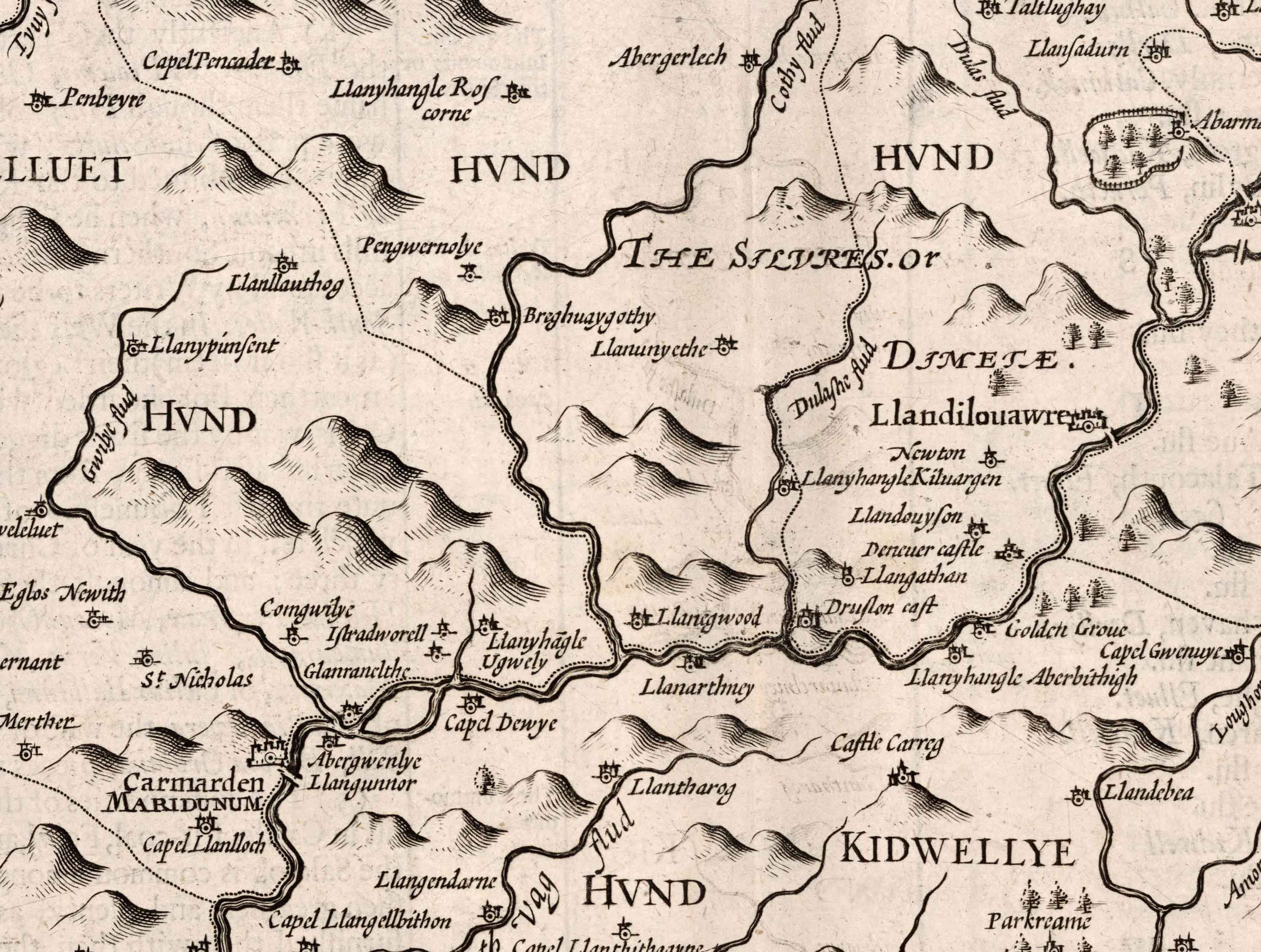 Old Map of Carmarthenshire Wales 1611 by John Speed | Etsy