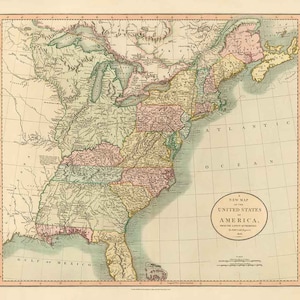 Old Map of USA, 1806 by John Cary - Early Federalist USA - Large ...