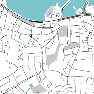 Modern City Map of Dún Laoghaire, Ireland: Dún Laoghaire Harbour ...