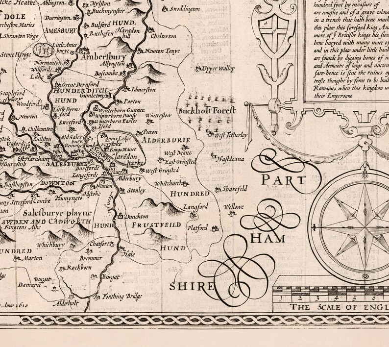 Old Map of Wiltshire in 1611 by John Speed Salisbury - Etsy UK