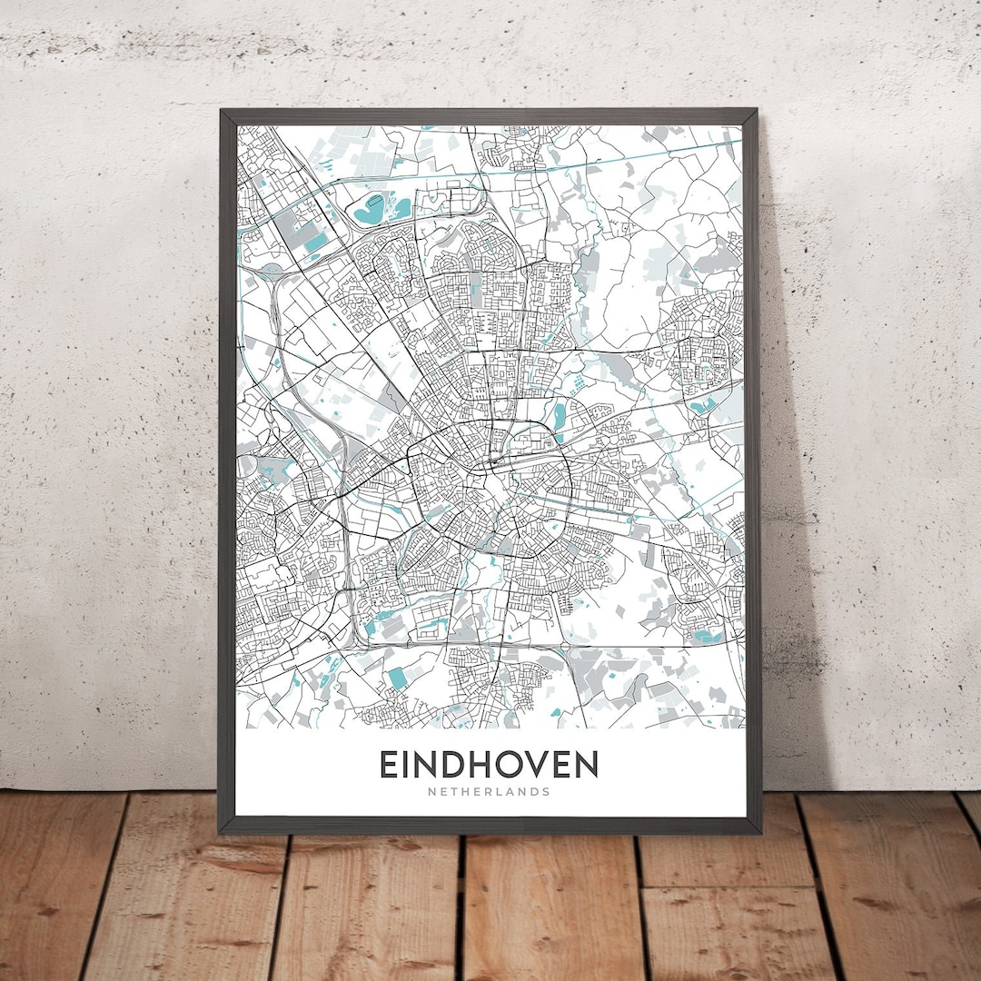 Modern City Map of Eindhoven, Netherlands: Centrum, Philips Stadion, A2 ...
