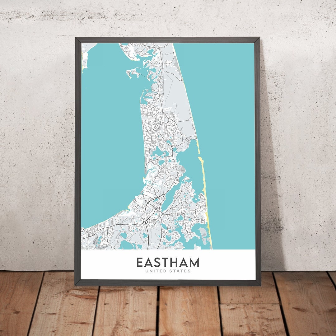 Modern City Map of Eastham, MA: Nauset Light Beach, Coast Guard Beach ...