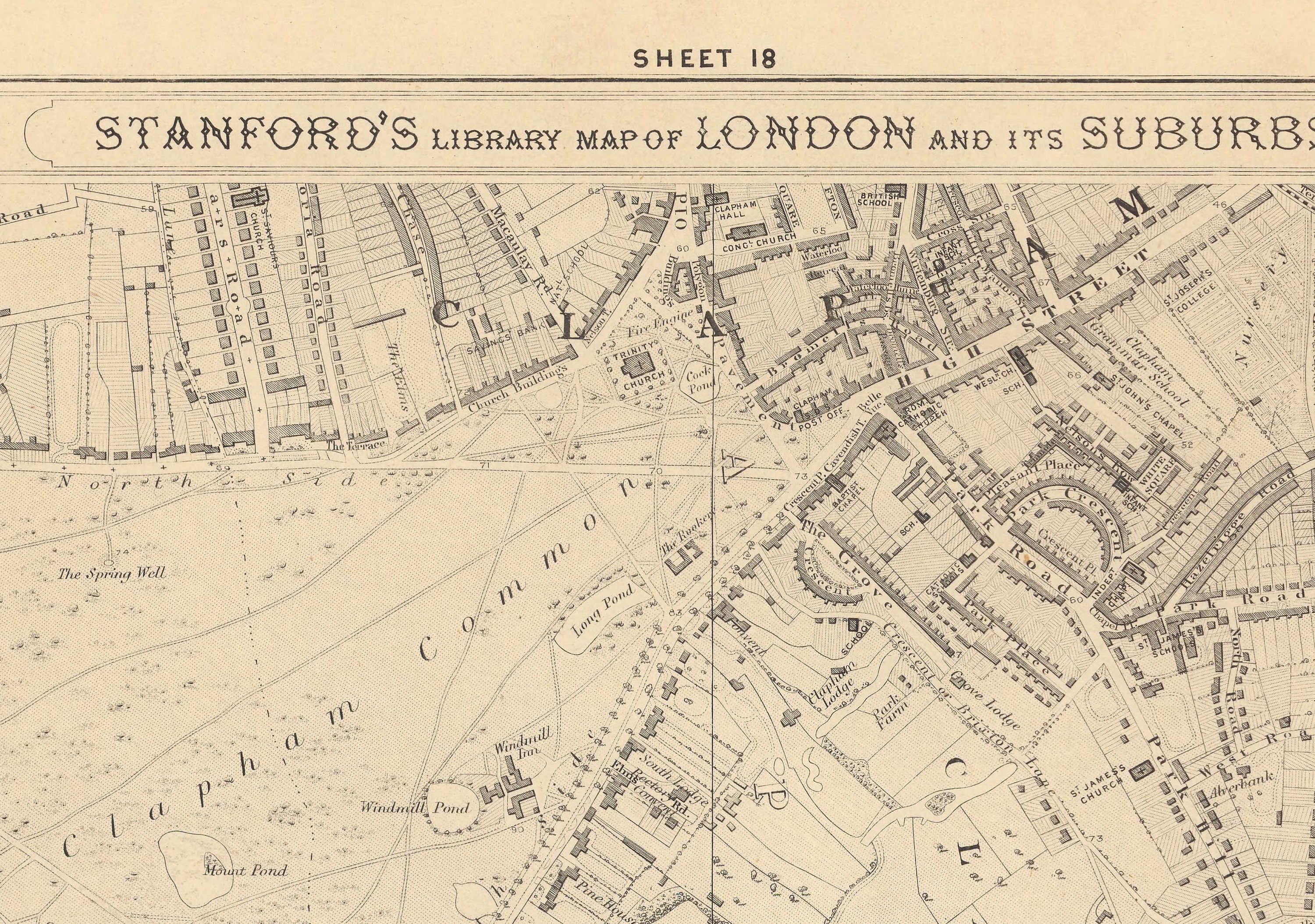 Old Map of South London in 1862 - Clapham, Balham, Brixton, Tooting ...
