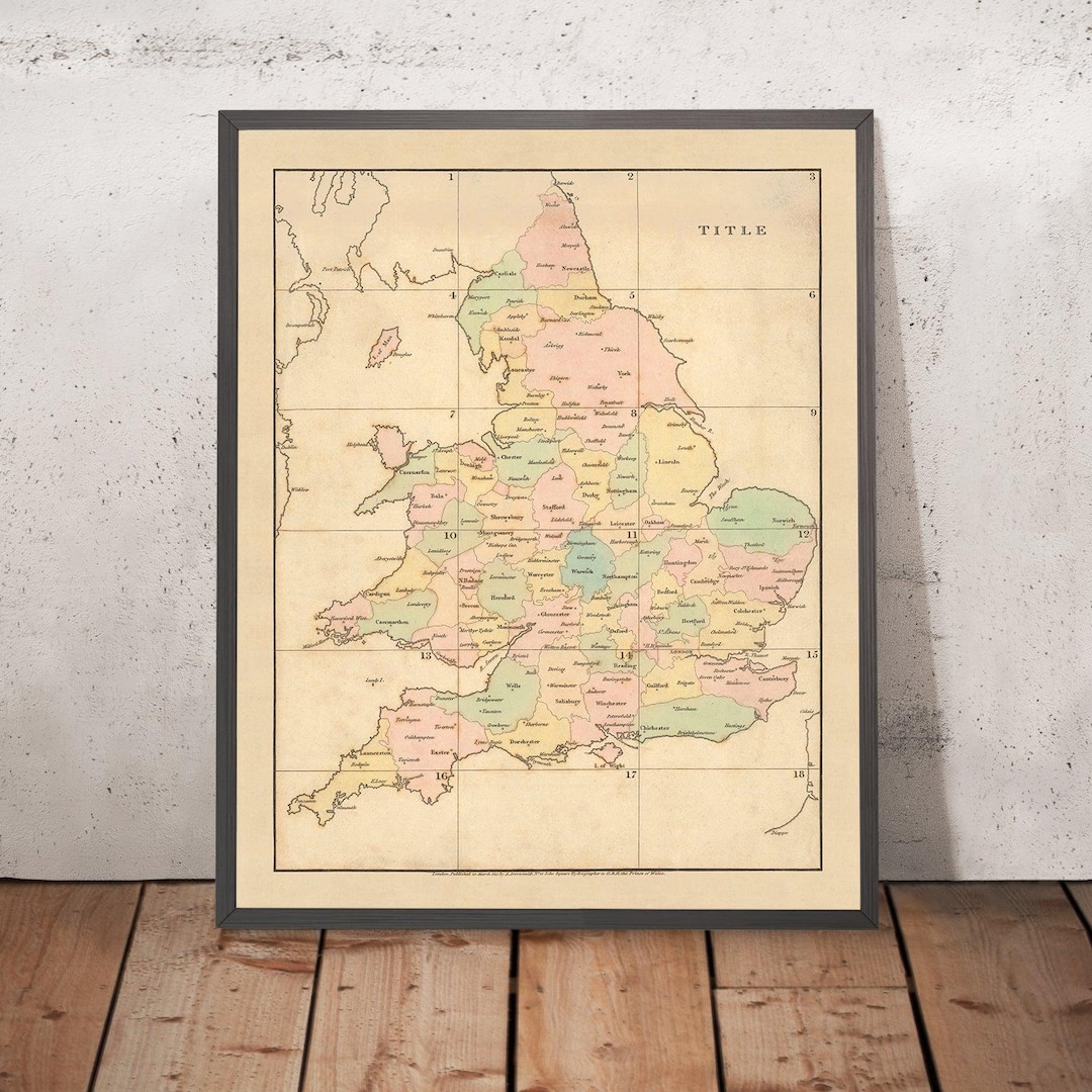 Old Simple County Map of England & Wales by Arrowsmith, 1818: Colour ...