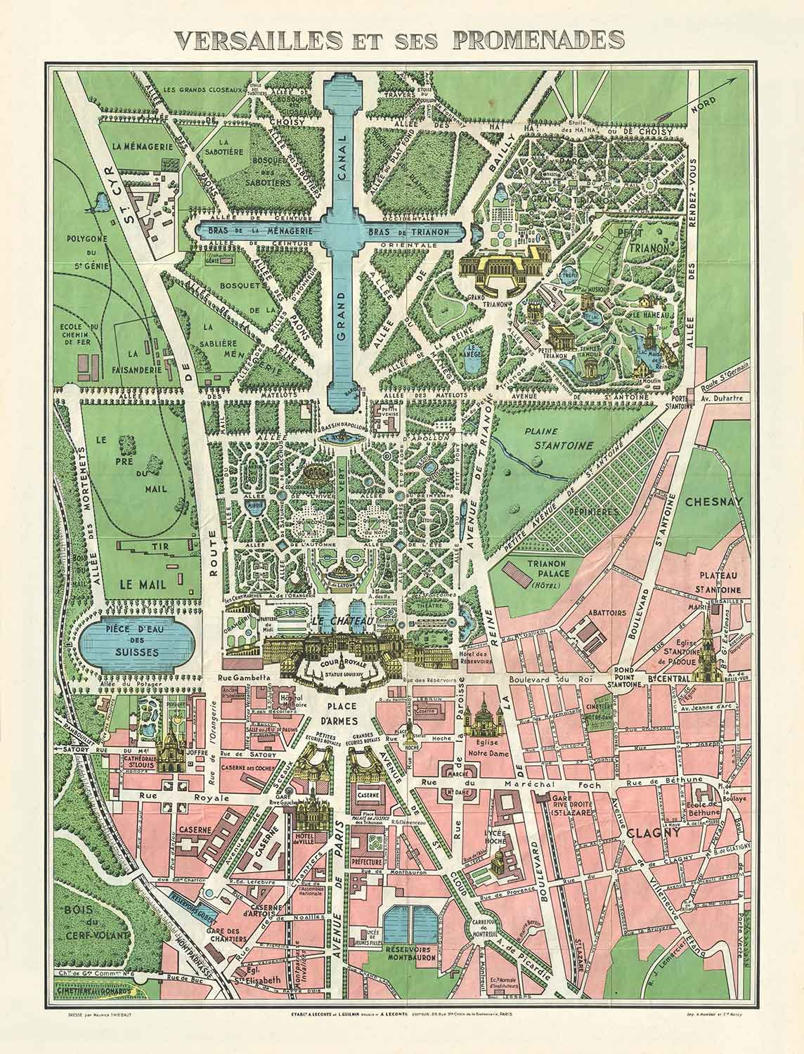 Old Map of the Palace of Versailles & Gardens 1920 by Leconte - Etsy Canada