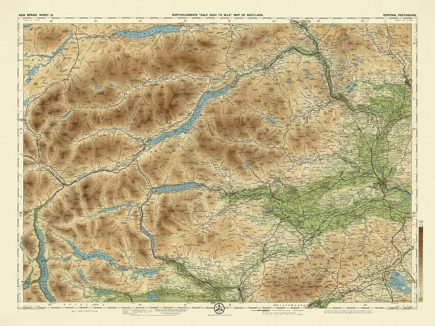 Old OS Map of Central Perthshire, Scotland by Bartholomew, 1901: Perth ...